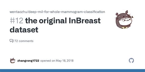 The Original Inbreast Dataset · Issue 12 · Wentaozhudeep Mil For