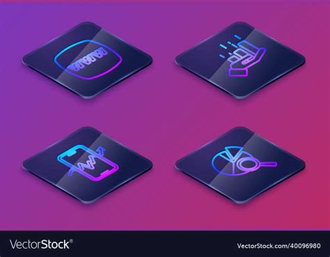 Set Isometric Line Website Template Mobile Stock Vector Image
