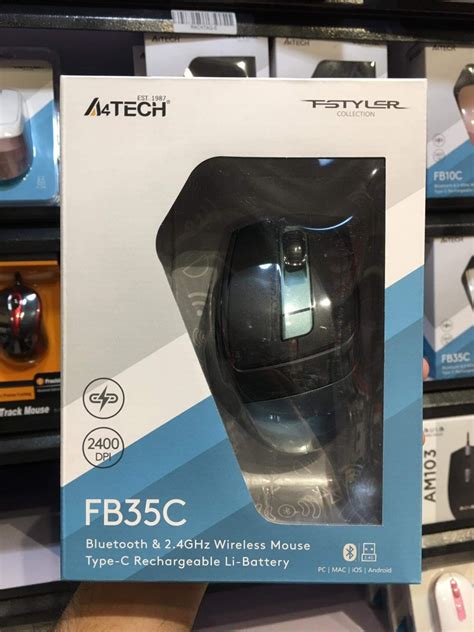 A4tech Fstyler Fb35c Rechargeable Bluetooth And 2 4g Wireless Mouse Midnight Green Computers