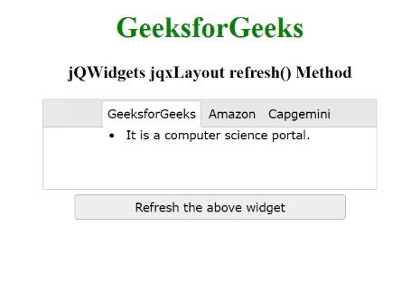 JQWidgets JqxLayout Refresh Method GeeksforGeeks