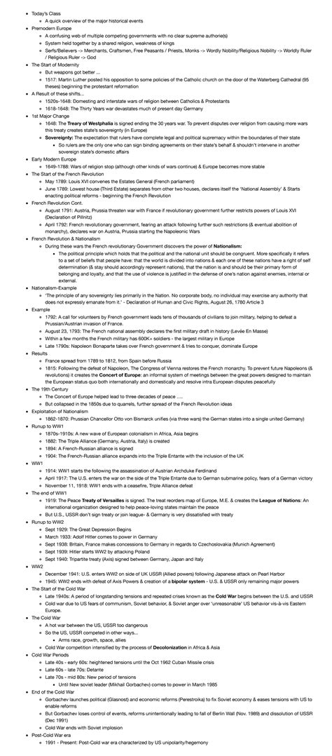 Lecture Historical Introduction Class A Quick Overview Of The Major Historical Events