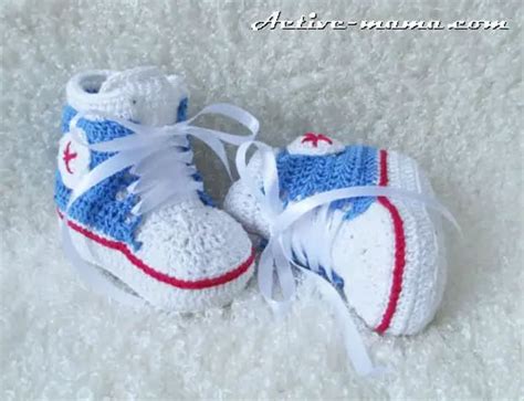 Вязание крючком пинетки кеды