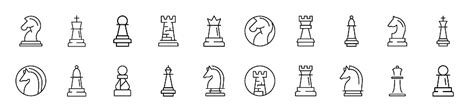 체스 라인 아이콘 모음 편집 가능한 스트로크 인포그래픽 기사 서적 전단지 배너에 적합 개발에 대한 스톡 벡터 아트 및 기타