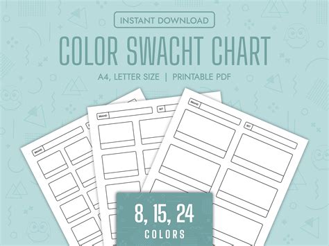 Color Swatch Chart Blank Color Chart Printable Color Swatch Template Page Color Swatch Chart Set