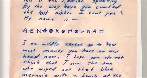 zodiac killer solved message zodiac killer s final two messages may have been decoded and his