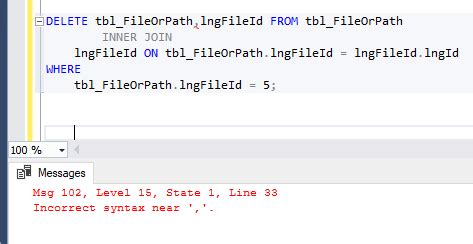 Sql Server Deleting With Join On Code Igniter MSSQL Return An Error