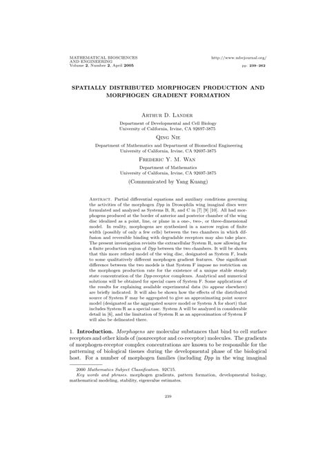 Pdf Spatially Distributed Morphogen Production And Morphogen Gradient Formation