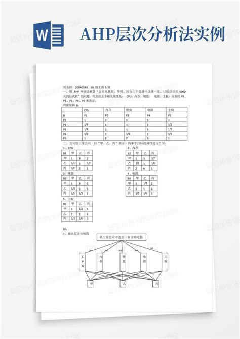 Ahp层次分析法实例word模板下载 编号lpwyedvb 熊猫办公