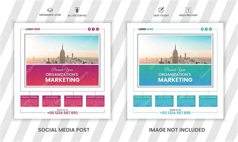 디지털 마케팅 비즈니스 소셜 미디어 포스트 및 인스타그램 포스트 배너 템플릿 프리미엄 벡터