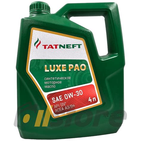 Моторное масло Татнефть LUXE PAO 0W-30, 4л - цены и характеристики ...