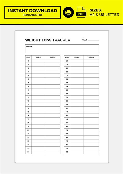 Weight Loss Tracker Printable Etsy Portugal