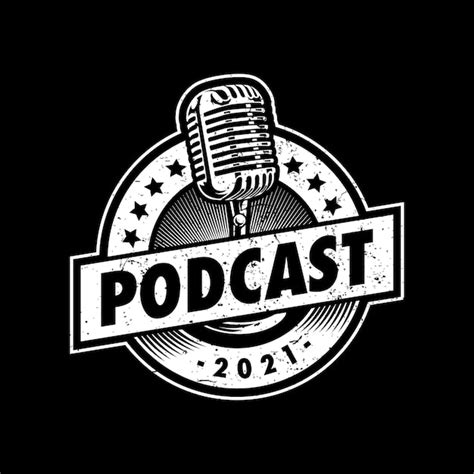 팟캐스트 로고 일러스트 디자인 프리미엄 벡터