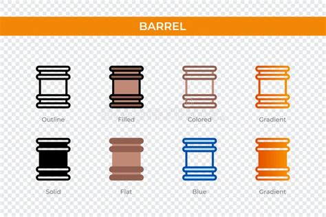 Barrel Icon In Different Style Barrel Vector Icons Designed In Outline Solid Colored Filled