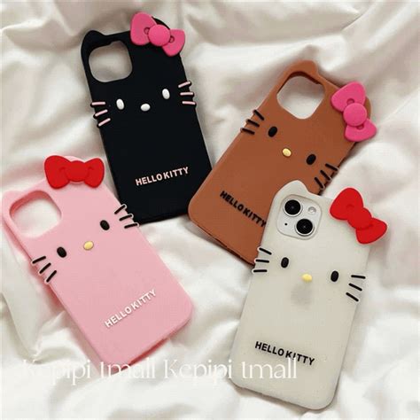 4컬러 키티 얼굴 로고 산리오 고양이 데일리 심플 아이폰 11 12 13 14 15 프로 프로맥스실리콘 케이스 에이블리