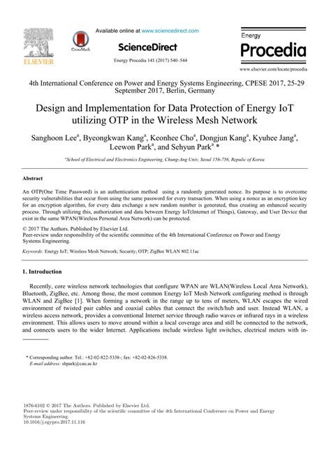 Pdf Design And Implementation For Data Protection Of Energy Iot Utilizing Otp In The Wireless