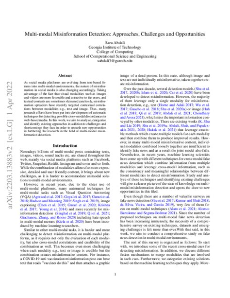 Pdf Multi Modal Misinformation Detection Approaches Challenges And