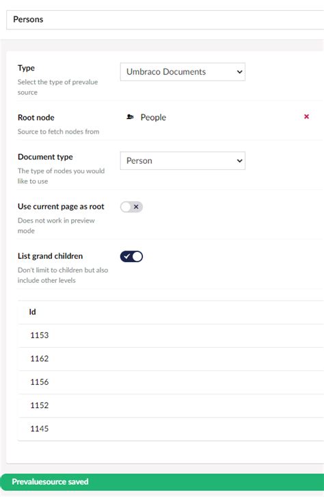 Umbraco Documents Prevalue Source Requires Document Type And Doesn T