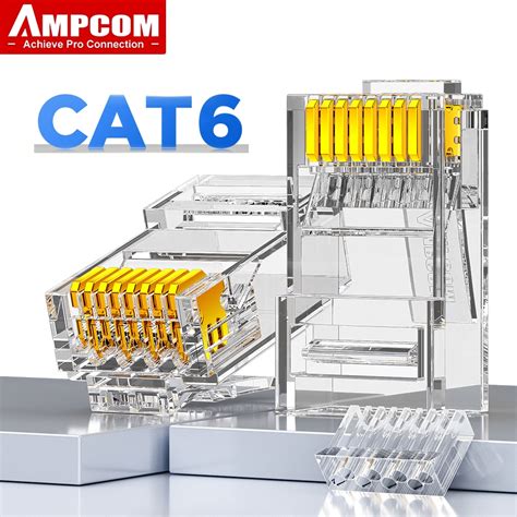 Ampcom Cat6 Rj45 Modular Plug Connector Utp 50μ Gold Plated 2 Piece