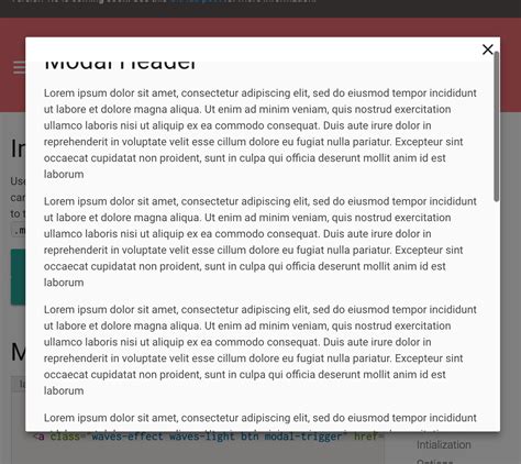 Html Make Element Of Materialize Modal Window Not Scrollable Stack Overflow