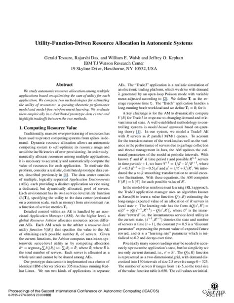 Pdf Utility Function Driven Resource Allocation In Autonomic Systems William Walsh
