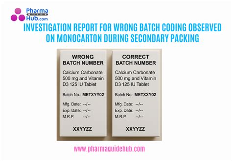 Investigation Report For Wrong Batch Coding Observed On Monocarton