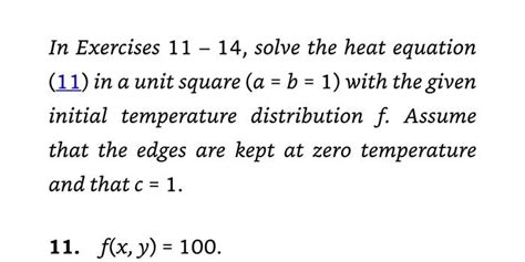 In Exercises 11 14 Solve The Heat Equation 11 In Chegg Com
