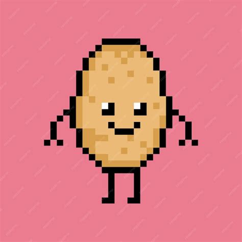 Potato Character In Pixel Art Style Premium Vector
