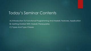 Functional Programming Seminar Haskell PPT