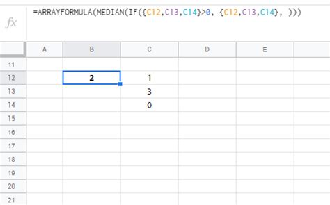 Google Sheets Excel Find Median From Non Contiguous Cells And Ignore Values Stack Overflow