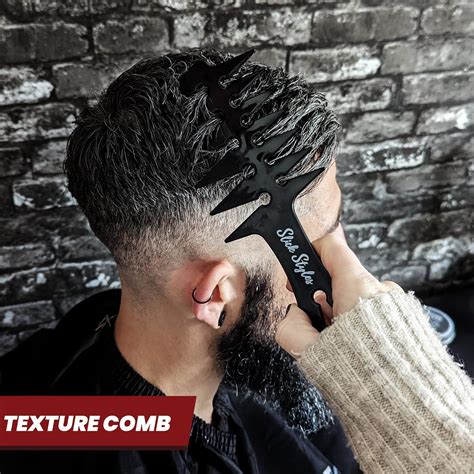 Slick Styles Black Texture Comb Wide Toothed Barbers Comb For Men