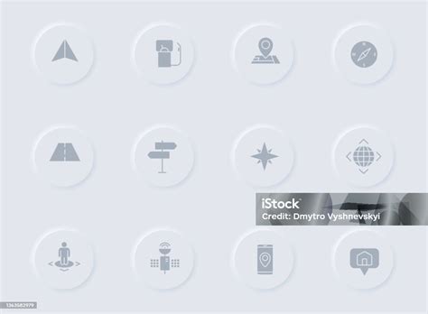 둥근 고무 버튼에 회색 벡터 아이콘을 탐색할 수 있습니다 웹 모바일 앱 Ui 디자인 및 프로모션 비즈니스 폴리그래피용 탐색