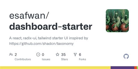 Github Esafwandashboard Starter A React Radix Ui Tailwind Starter Ui Inspired By
