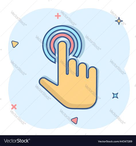 Click Mouse Icon In Comic Style Pointer Cartoon Vector Image