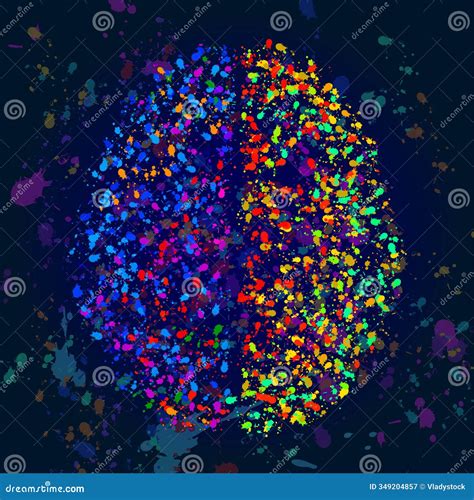 Abstract Human Brain Of Colorful Ink Splashes Grunge Splatters Vector Illustration Stock