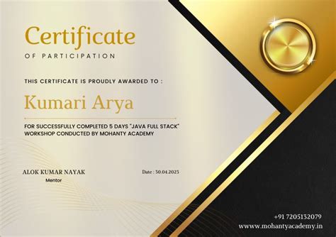 Kumari Arya On Linkedin Participation For Successful Completion 5 Days Java Full Stack
