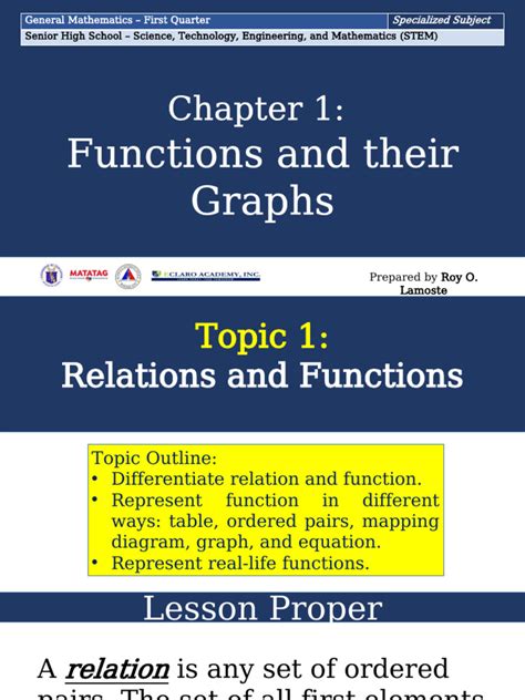 Genmath Q1 T1 Functions Pdf Function Mathematics Mathematical