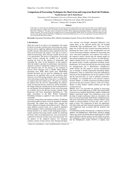 Pdf Comparison Of Forecasting Techniques For Short Term And Long Term