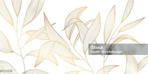 벡터 아르데코 고급 나뭇잎 선 패턴 황금색 배경 포장 소셜 미디어 게시물 표지 배너 크리에이티브 포스트 및 벽 예술을 위해