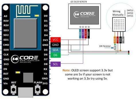 Wiring DHT DHT With OLED Screen On ESP E Core Com