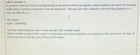 solved lab 4 exercise 2 in previous exercises we ve used getchar