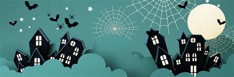 만화 일러스트레이션에 밤 구름과 호박으로 설정된 해피 할로윈 파티 포스터 보름달과 유령의 집이있는 부 유령 텍스트를위한 장소 브로셔 배경 3d 렌더링 만화 캐릭터 10월에