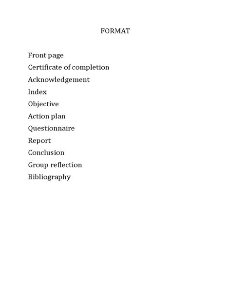 Format For Class 12 English Project Pdf