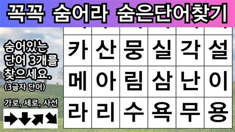 꼭꼭 숨어있는 단어를 찾아보세요 집중력향상 치매예방퀴즈 Youtube