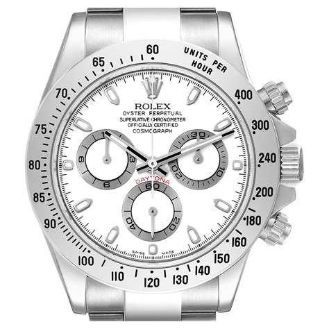 Rolex Daytona White Dial Chronograph Steel Mens Watch 116520 Box Card For Sale At 1stdibs