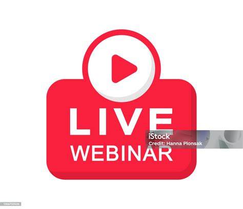 라이브 웨비나 버튼 라이브 스트림 로고 화상 회의 아이콘입니다 라이브 방송 버튼 온라인 모임 아이콘입니다 소셜 미디어 웨비나 벡터 그림입니다 0명에 대한 스톡 벡터 아트 및