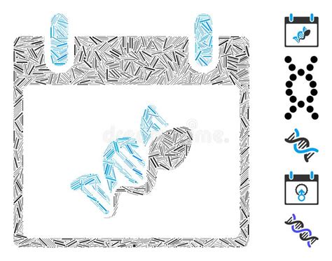 Line Collage Sperm Dna Replication Calendar Day Stock Illustration