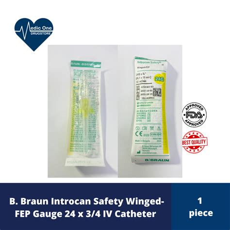 B Braun Introcan Safety Winged Fep Gauge 24 X 3 4 Iv Catheter Cannula