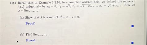 Solved 1 2 1 ﻿recall That In Example 1 2 10 ﻿in A Complete