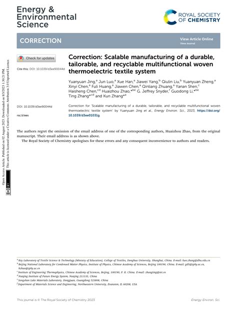 Pdf Correction Scalable Manufacturing Of A Durable Tailorable And Recyclable