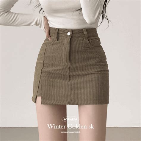 [핏보장 연말룩ver ] 겨울느낌 골덴 코듀로이 미니 H라인 스커트 에이블리